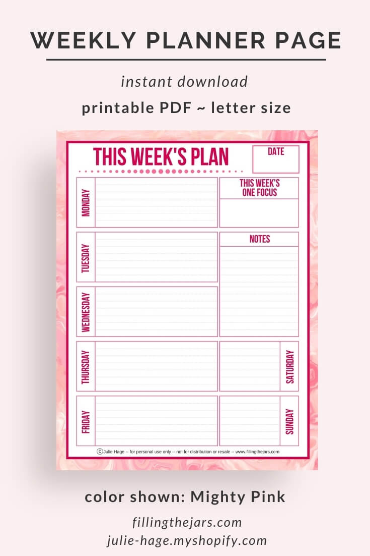 Printable Weekly Planner Page - Monday Start – Julie Hage