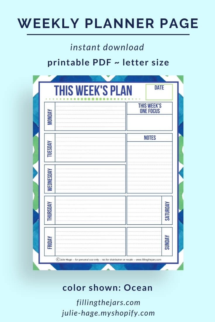 Printable Weekly Planner Page - Monday Start – Julie Hage