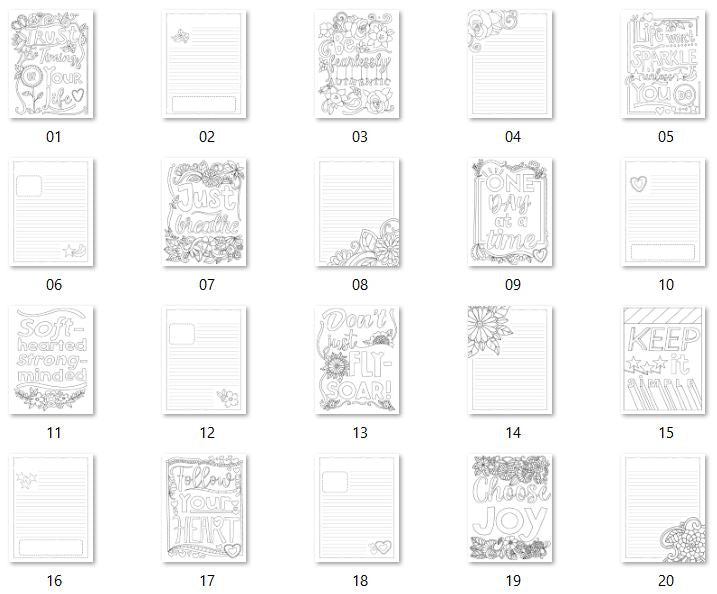 Motivational Coloring and Journal Pages: printable *digital product ...